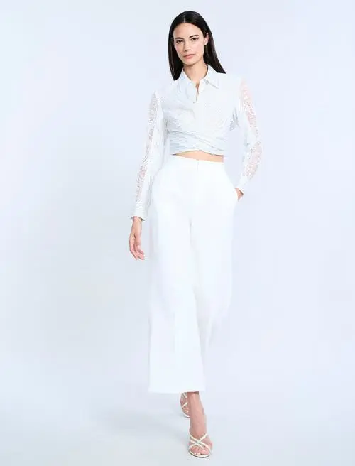 Bcbgmaxazria Lace Stripe Tie Back Top