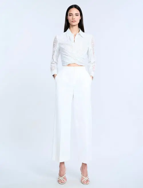 Bcbgmaxazria Lace Stripe Tie Back Top