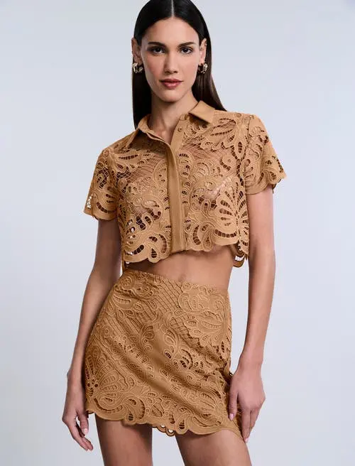 Bcbgmaxazria Eyelet Button-up Polo