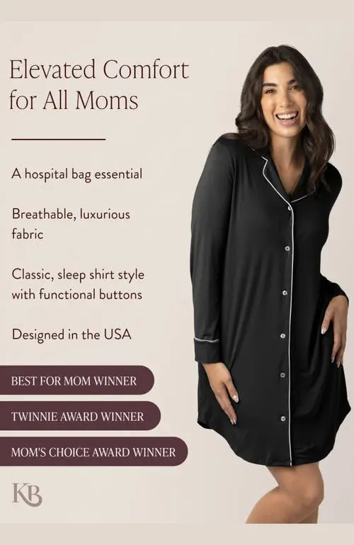 KINDRED BRAVELY Clea Long Sleeve Sleep Shirt - Black