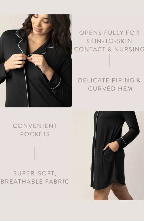 KINDRED BRAVELY Clea Long Sleeve Sleep Shirt - Black