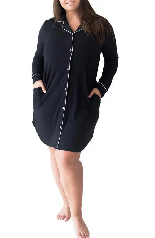 KINDRED BRAVELY Clea Long Sleeve Sleep Shirt - Black