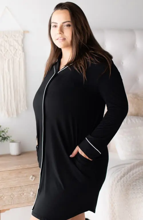 KINDRED BRAVELY Clea Long Sleeve Sleep Shirt - Black