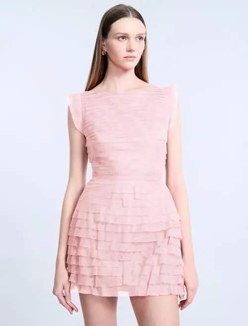 Bcbgmaxazria Tulle Tiered Mini Dress - Blossom