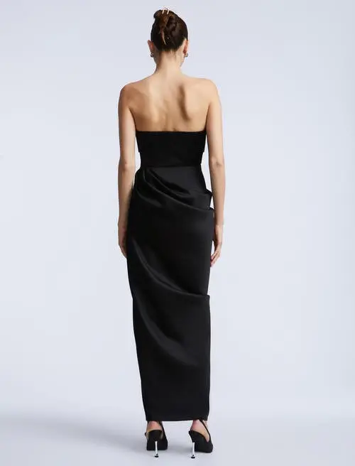 Bcbgmaxazria Solid Bodice Wrap Skirt Gown