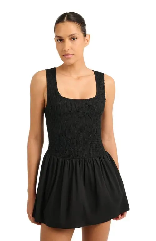 Onia Poplin Smocked Mini Dress