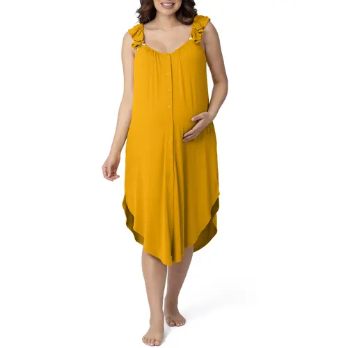 KINDRED BRAVELY Ruffle Strap Labor & Delivery Gown - Honey