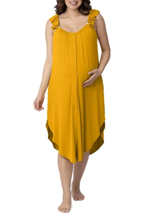 KINDRED BRAVELY Ruffle Strap Labor & Delivery Gown - Honey