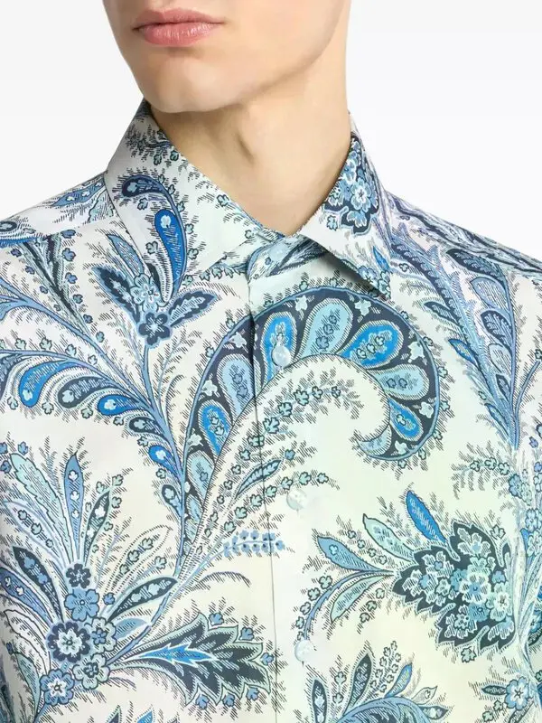 Etro Floral Paisley Cotton Shirt - Blue