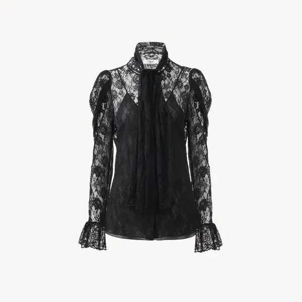 Chloé Puff-sleeve Lavallière Top