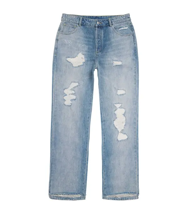 COLE BUXTON Distressed Straight-leg Jeans