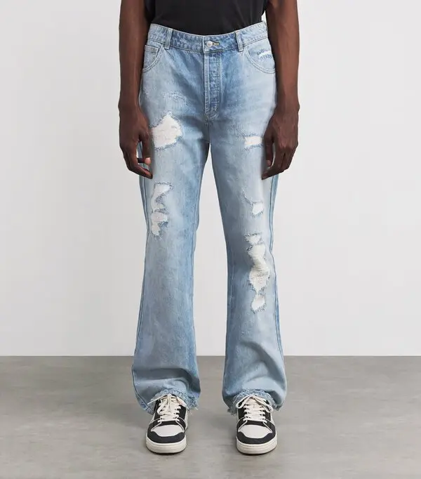 COLE BUXTON Distressed Straight-leg Jeans