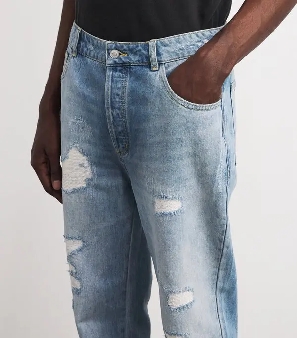 COLE BUXTON Distressed Straight-leg Jeans
