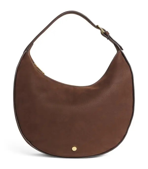 Harrods Large Suede Crescent Shoulder Bag