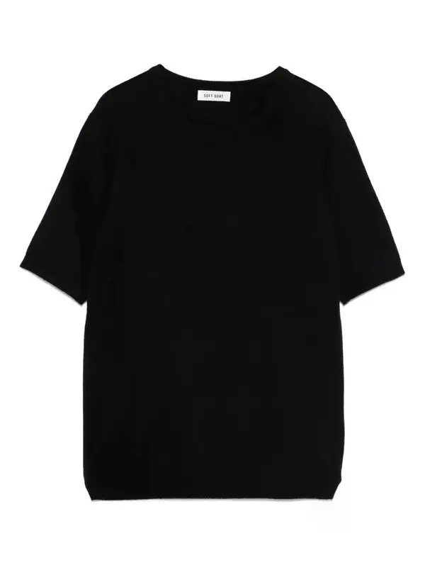 Soft Goat Cashmere T-shirt - Black