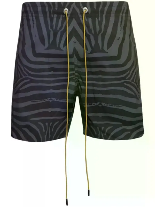 Rhude Zebra-print Drawstring-waist Swim Shorts - Grey