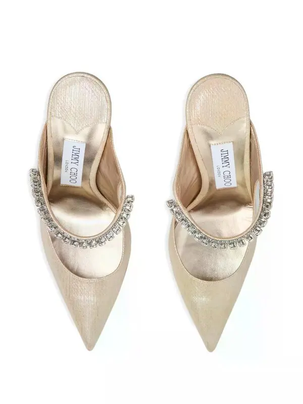 JIMMY CHOO Bing 100 Mules With Crystal Embellishments - Gold