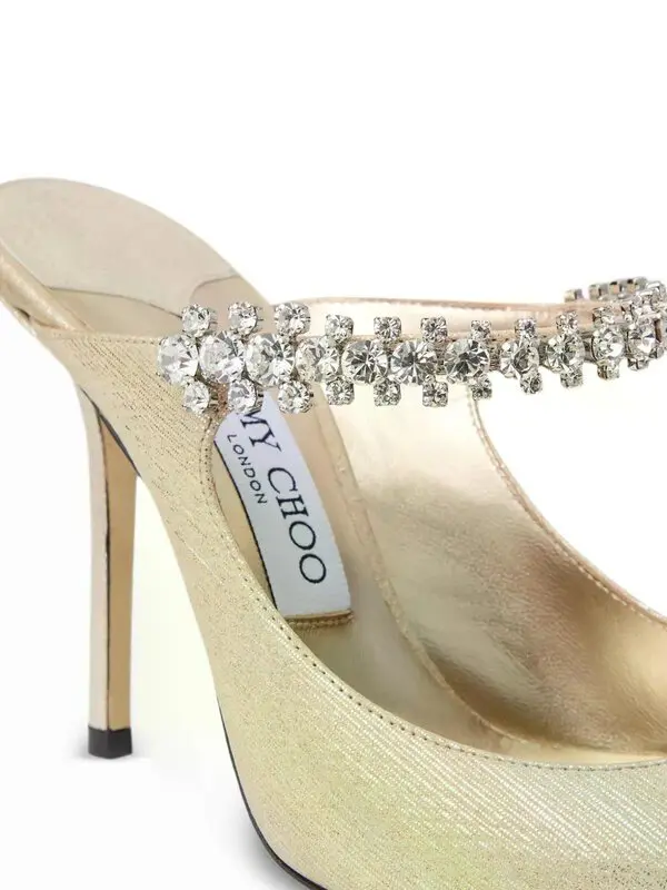 JIMMY CHOO Bing 100 Mules With Crystal Embellishments - Gold