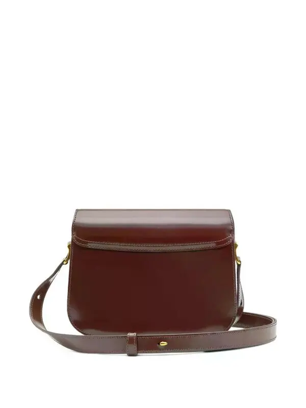 AMI Paris Calfskin Leather Shoulder Bag - Brown