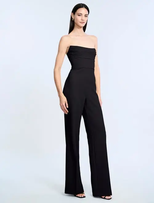Bcbgmaxazria Strapless Wide-leg Jumpsuit With Drape