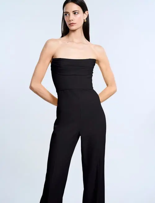 Bcbgmaxazria Strapless Wide-leg Jumpsuit With Drape