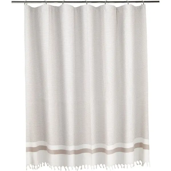 OLIVE & LINEN Pixel Shower Curtain - Beige