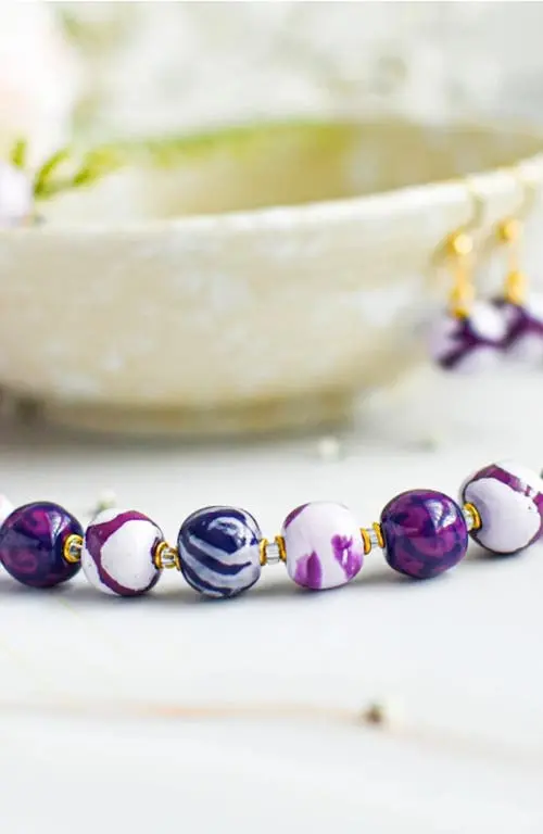 KAZURI Purple Match Beaded Necklace - Multi
