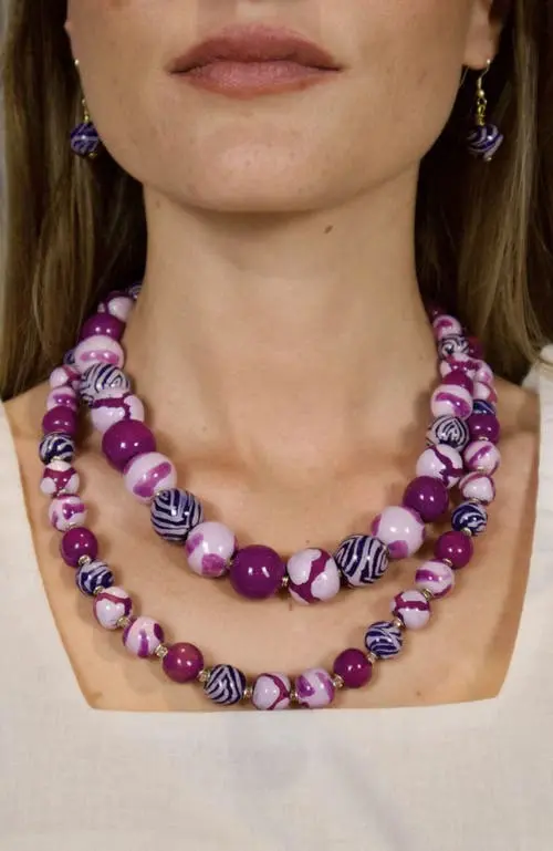 KAZURI Purple Match Beaded Necklace - Multi