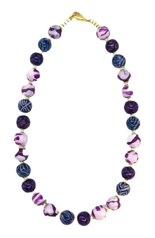 KAZURI Purple Match Beaded Necklace - Multi