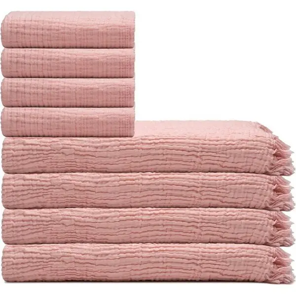 OLIVE & LINEN Soho Supersoft 4-layer Cotton Gauze Towel Bundle - Blush