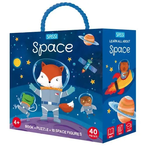 SASSI Qbox Space 40pc Puzzle And Booklet - Multicolored