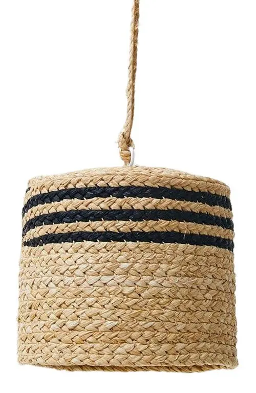 INDEGO AFRICA Striped Braided Raffia Small Lamp Shade - Natural
