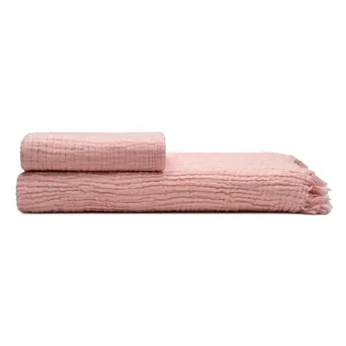 OLIVE & LINEN Soho Supersoft 4-layer Cotton Gauze Bath And Hand Towelset - Blush