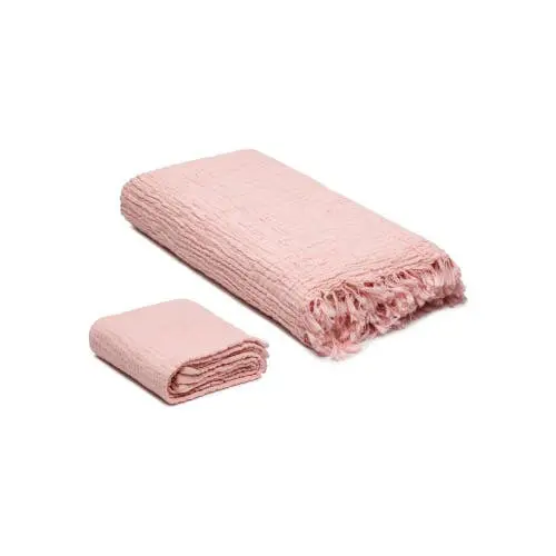 OLIVE & LINEN Soho Supersoft 4-layer Cotton Gauze Bath And Hand Towelset - Blush