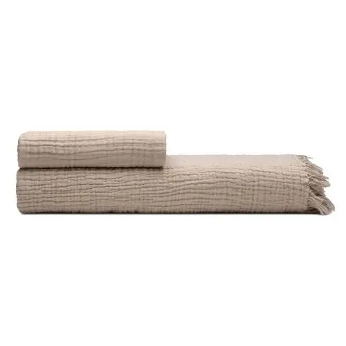 OLIVE & LINEN Soho Supersoft 4-layer Cotton Gauze Bath And Hand Towelset - Sand