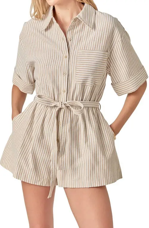 English Factory Stripe Cotton Blend Romper