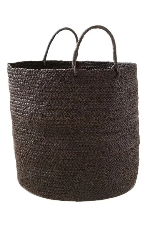 INDEGO AFRICA Large Braided Raffia Basket - Black