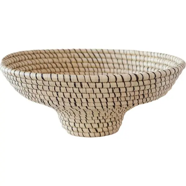 INDEGO AFRICA Raffia Pedestal Basket - Natural And Black