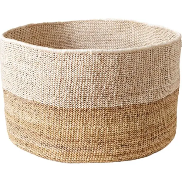 INDEGO AFRICA Two-tone Banana Leaf Floor Basket - Natural