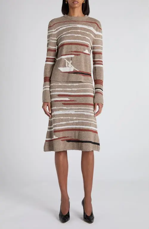 Bottega Veneta Venice Intarsia Linen & Cotton Mélange Sweater - Maple/ Chalk