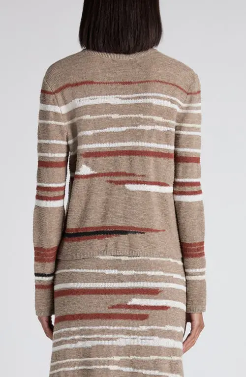 Bottega Veneta Venice Intarsia Linen & Cotton Mélange Sweater - Maple/ Chalk