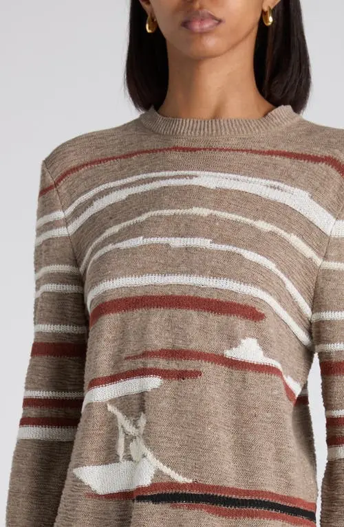 Bottega Veneta Venice Intarsia Linen & Cotton Mélange Sweater - Maple/ Chalk