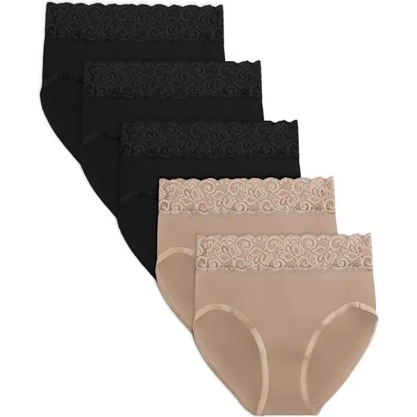 KINDRED BRAVELY Assorted 5-pack Lace Trim High Waist Postpartum Briefs - Neutrals