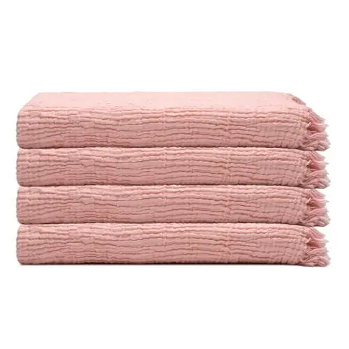 OLIVE & LINEN Soho Supersoft 4-layer Cotton Gauze Hand Towel Bundle - Blush