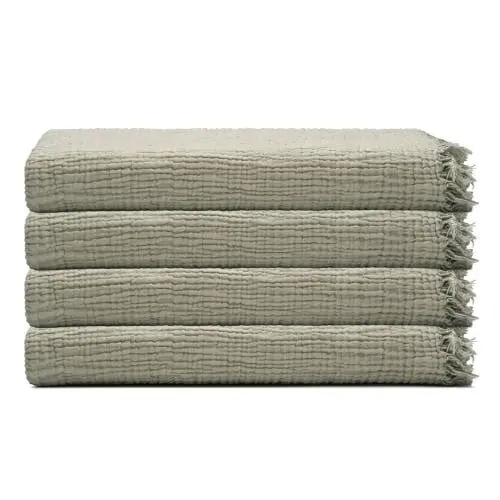 OLIVE & LINEN Soho Supersoft 4-layer Cotton Gauze Hand Towel Bundle - Olive
