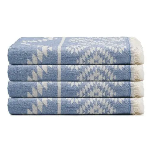 OLIVE & LINEN Turkish Cotton Hand Towel Bundles - Denim Blue