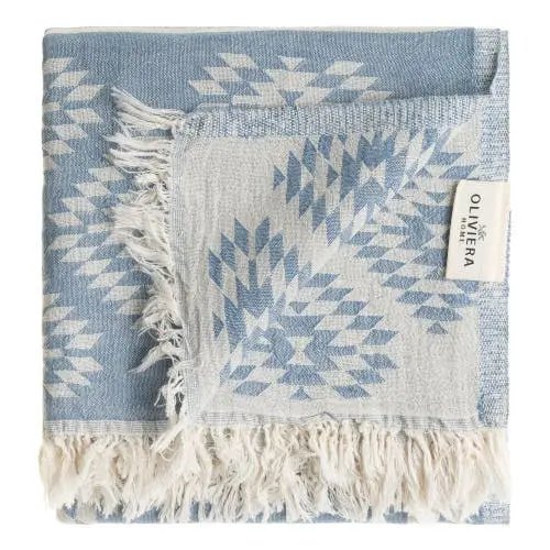 OLIVE & LINEN Turkish Cotton Hand Towel Bundles - Denim Blue