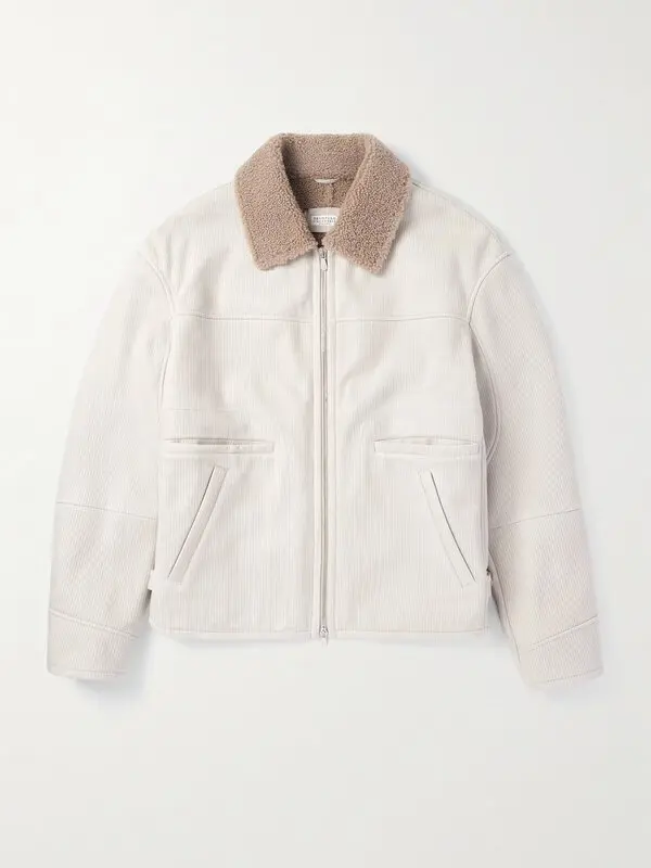 Brunello Cucinelli Slim-fit Ribbed Shearling Jacket