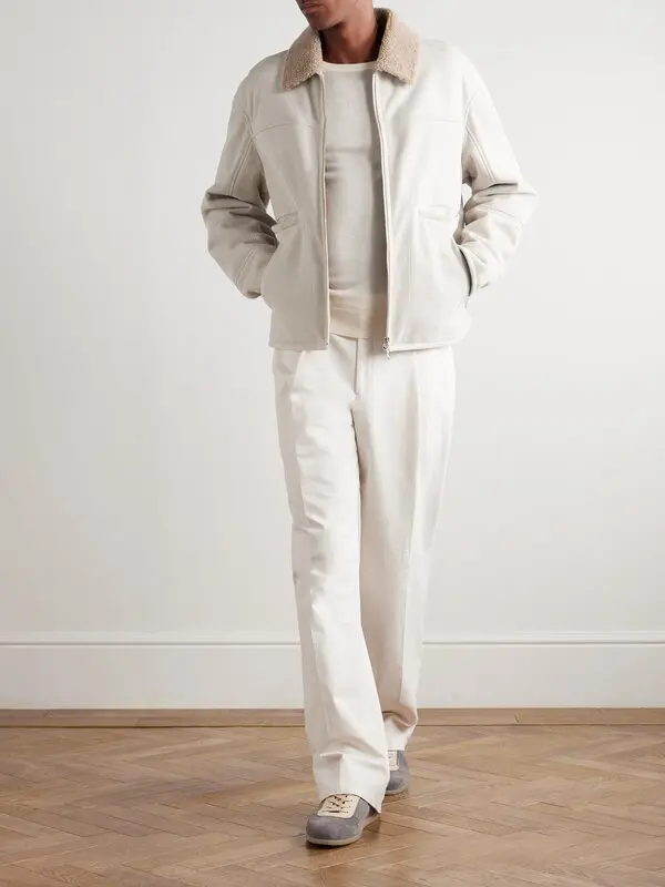 Brunello Cucinelli Slim-fit Ribbed Shearling Jacket