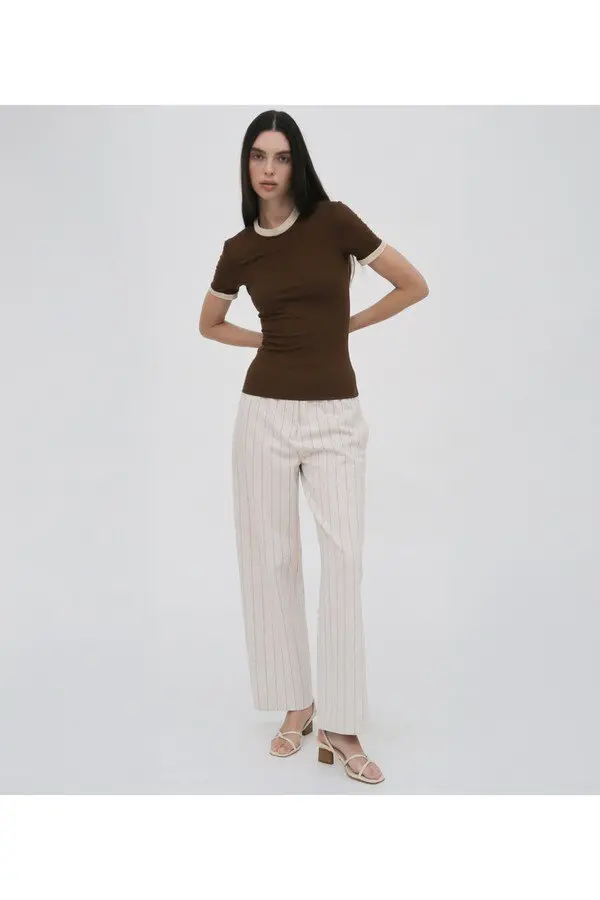 Rosetta Getty Contrast Ribbed T-shirt - Neutral